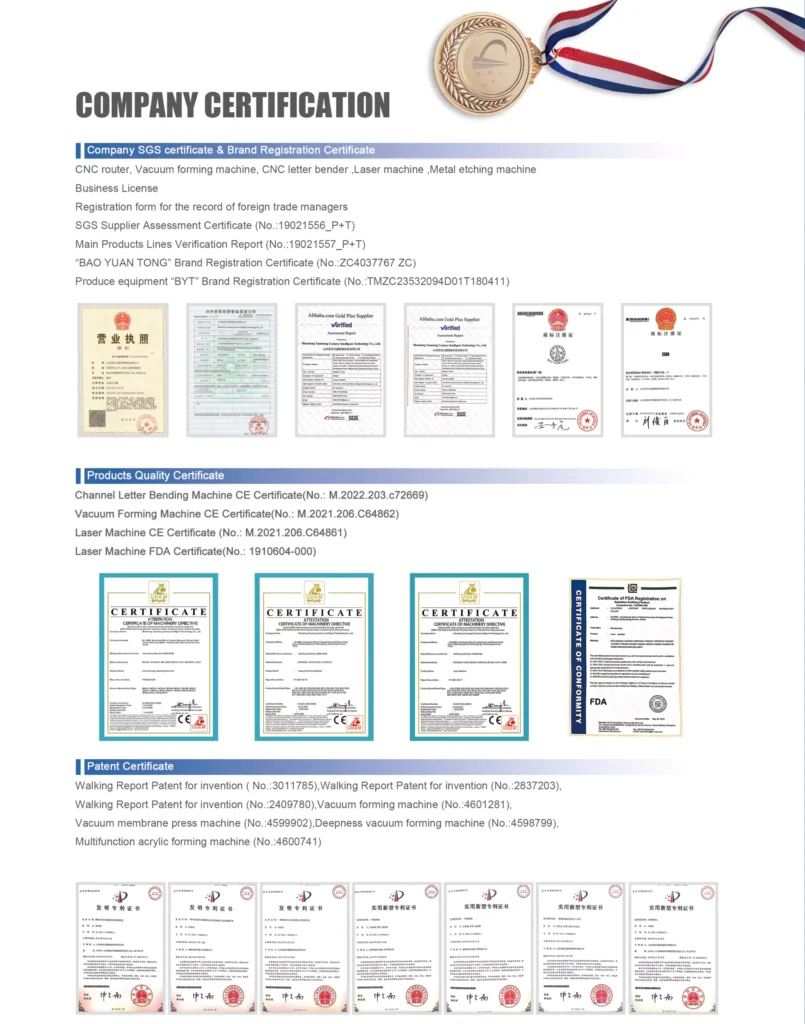 Certifications - BYTCNC - Pro Vacuum Press Since 1996